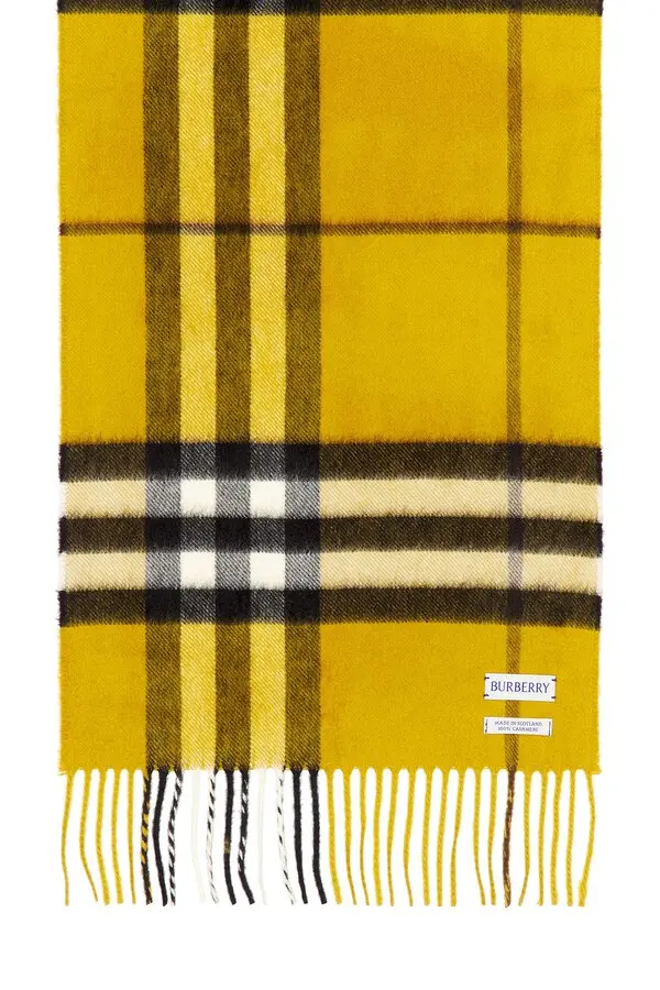 Burberry 168x30 Giant Check Cashmere Scarf In Yellow - Teak Yellow
